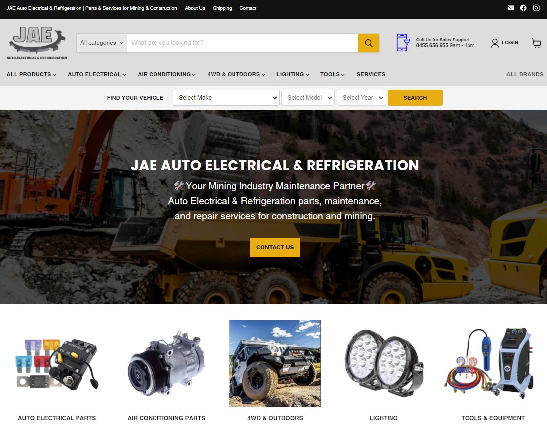 JAE Auto Electrical & Refrigeration Shopify Site Launch - Beetle Digital